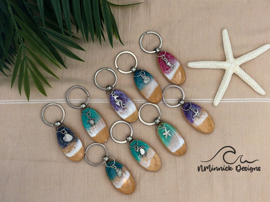 Ocean Resin Keychain with Sea Animal Charm – NMinnickDesigns