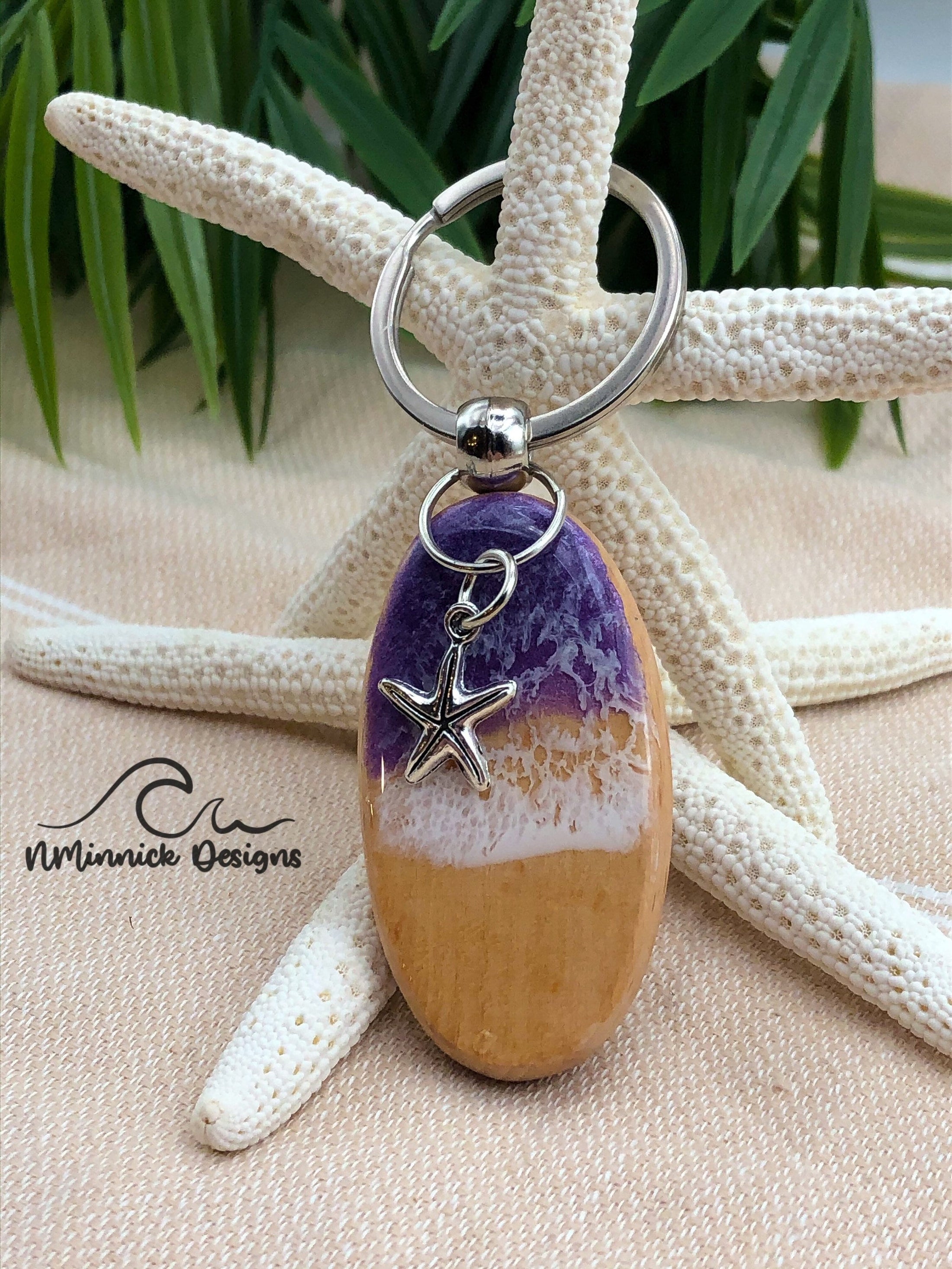 Ocean Resin Keychain with Sea Animal Charm – NMinnickDesigns